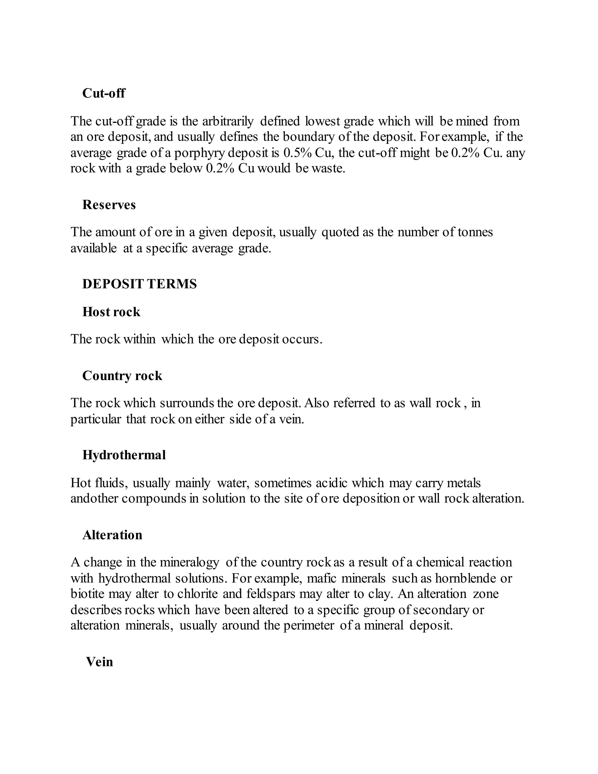Mining terminology | DOCX