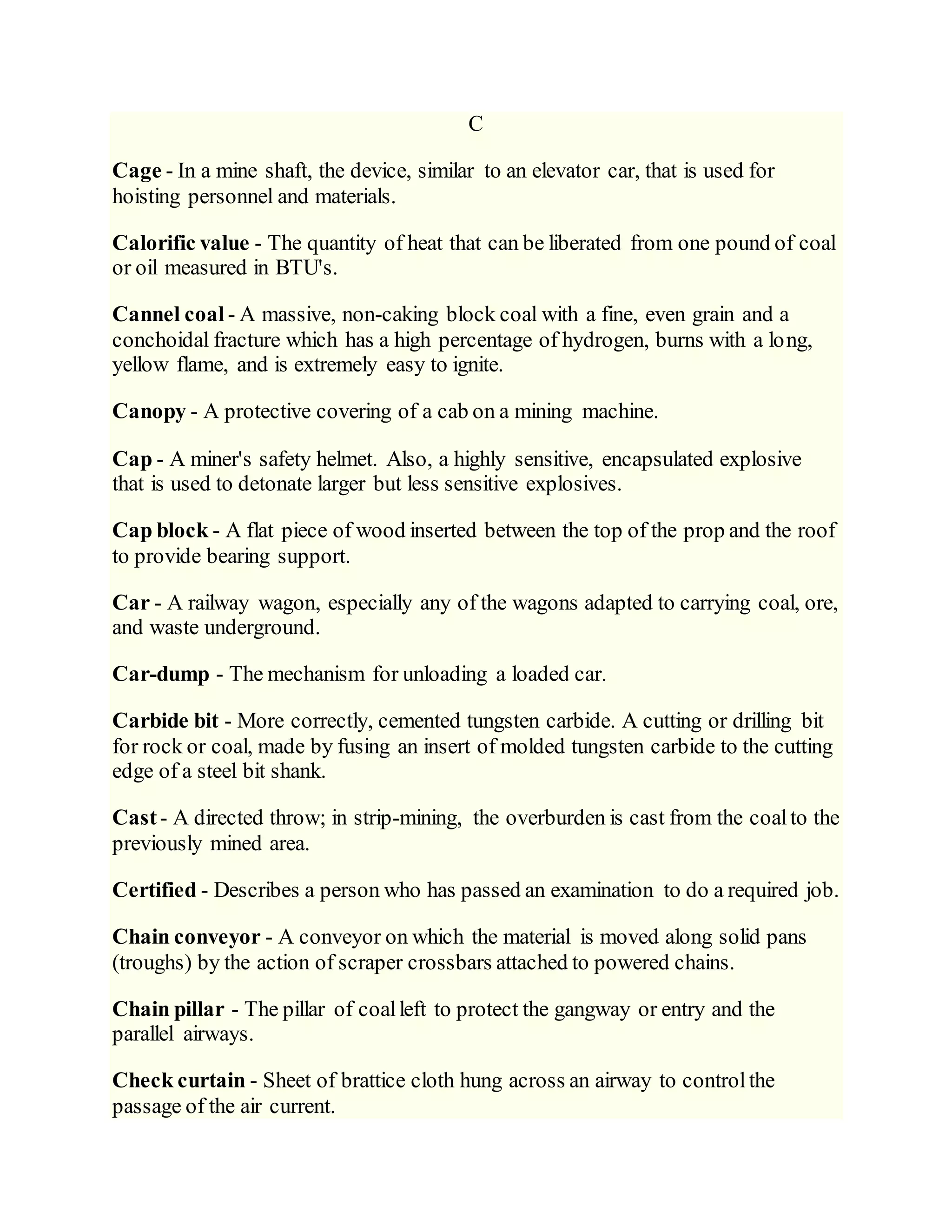 Mining terminology | DOCX