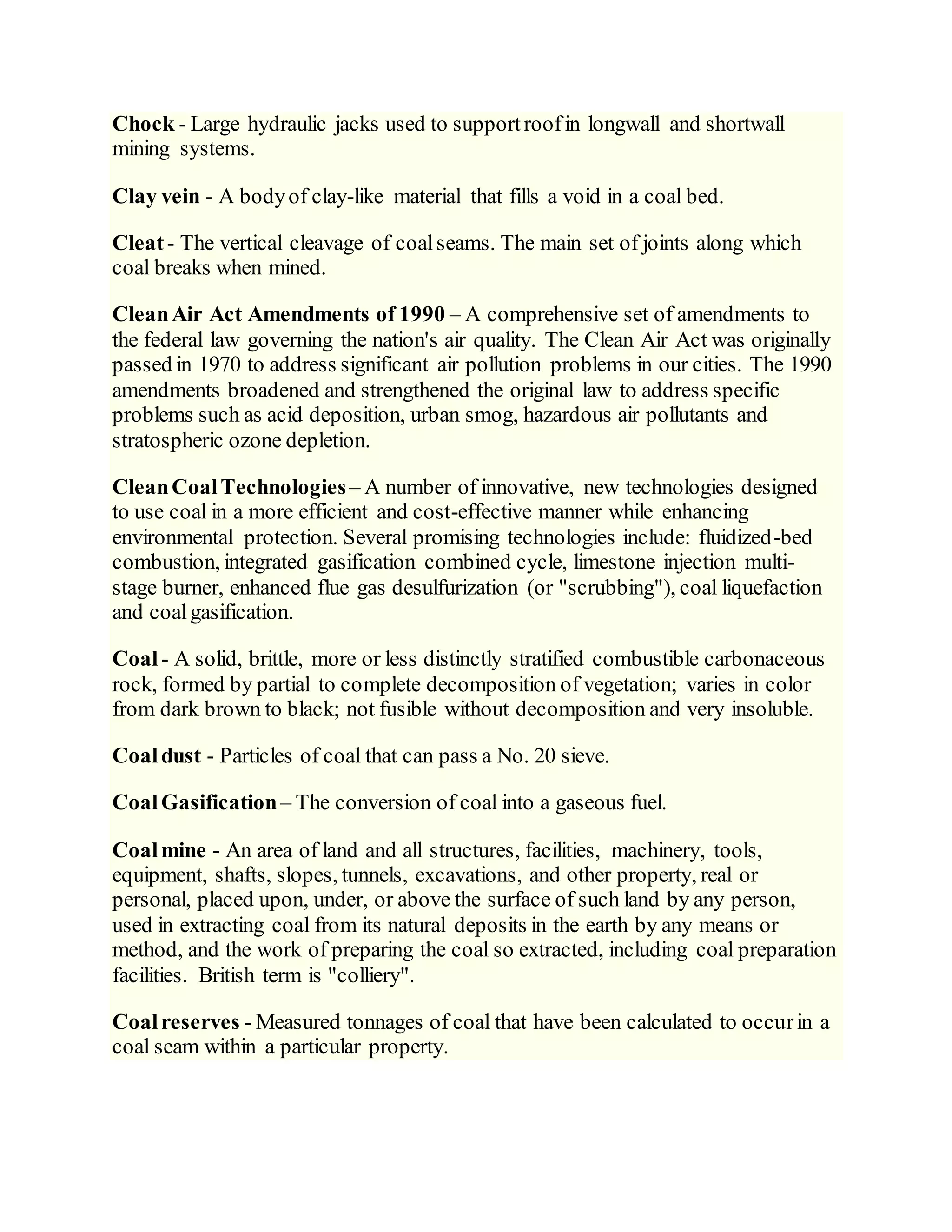 Mining terminology | DOCX