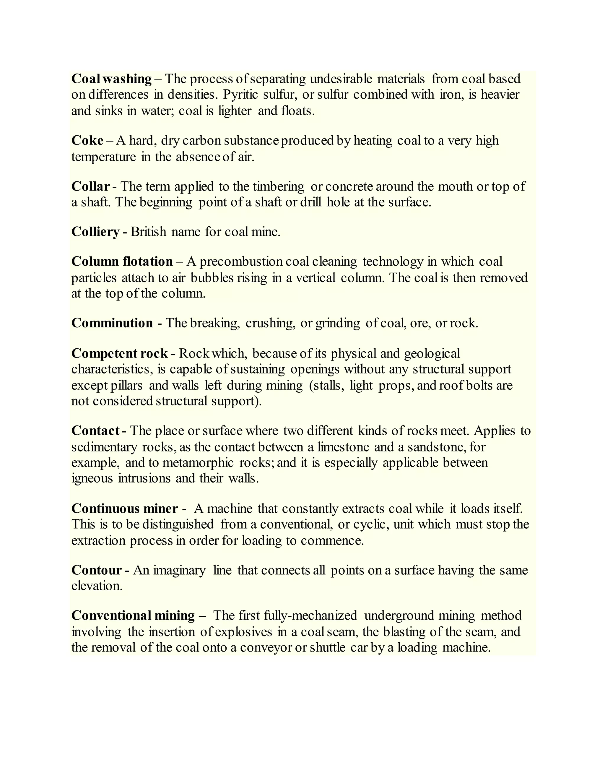 Mining terminology | DOCX