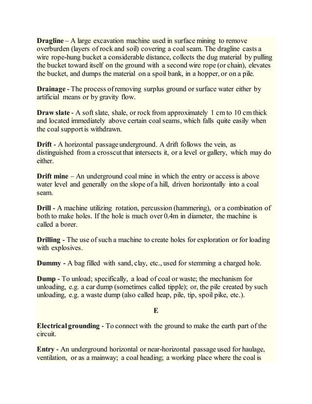 Mining terminology | DOCX