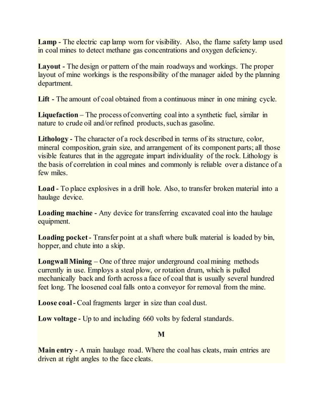 Mining terminology | DOCX