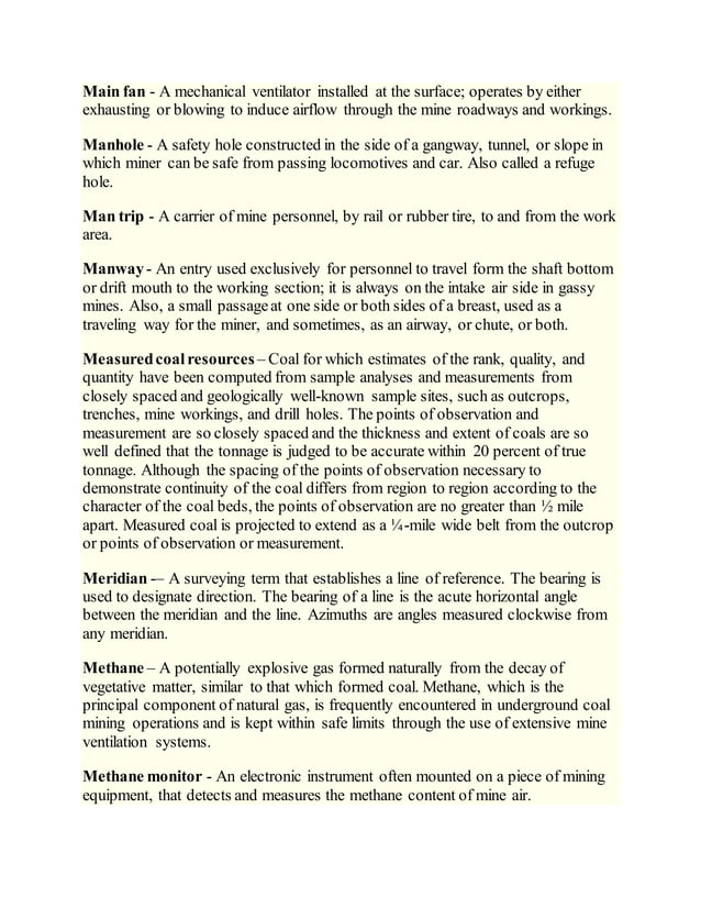 Mining terminology | DOCX