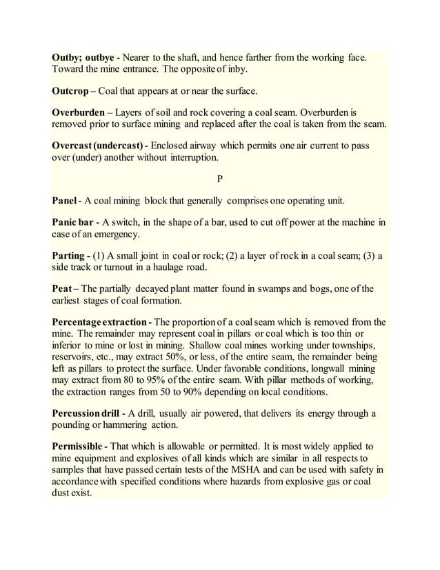 Mining terminology | DOCX