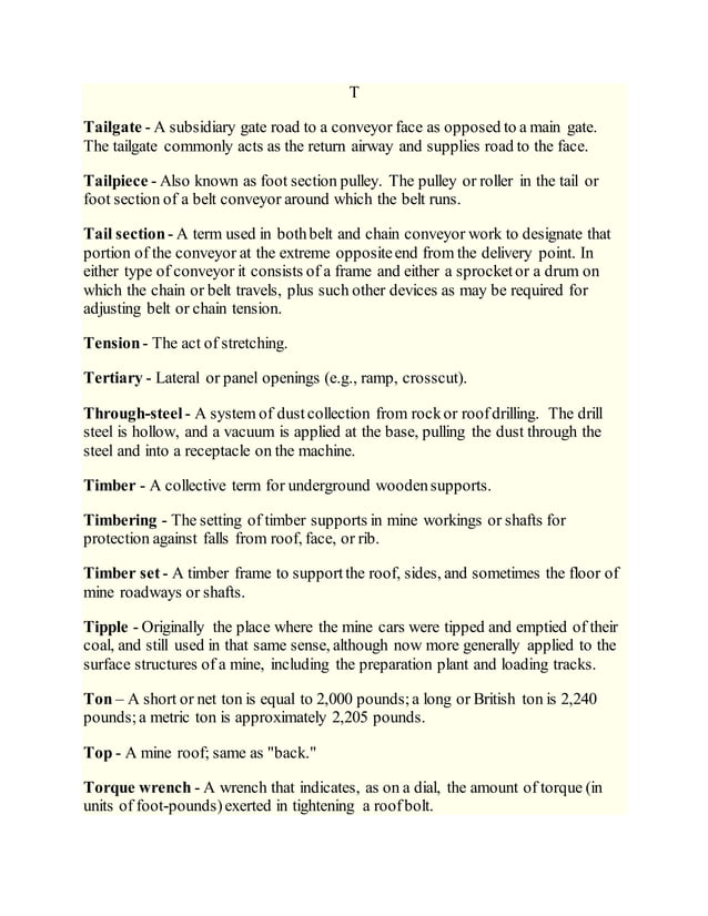 Mining terminology | DOCX