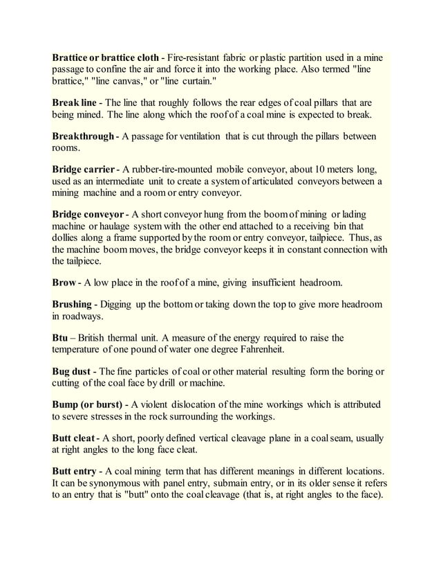 Mining terminology | DOCX