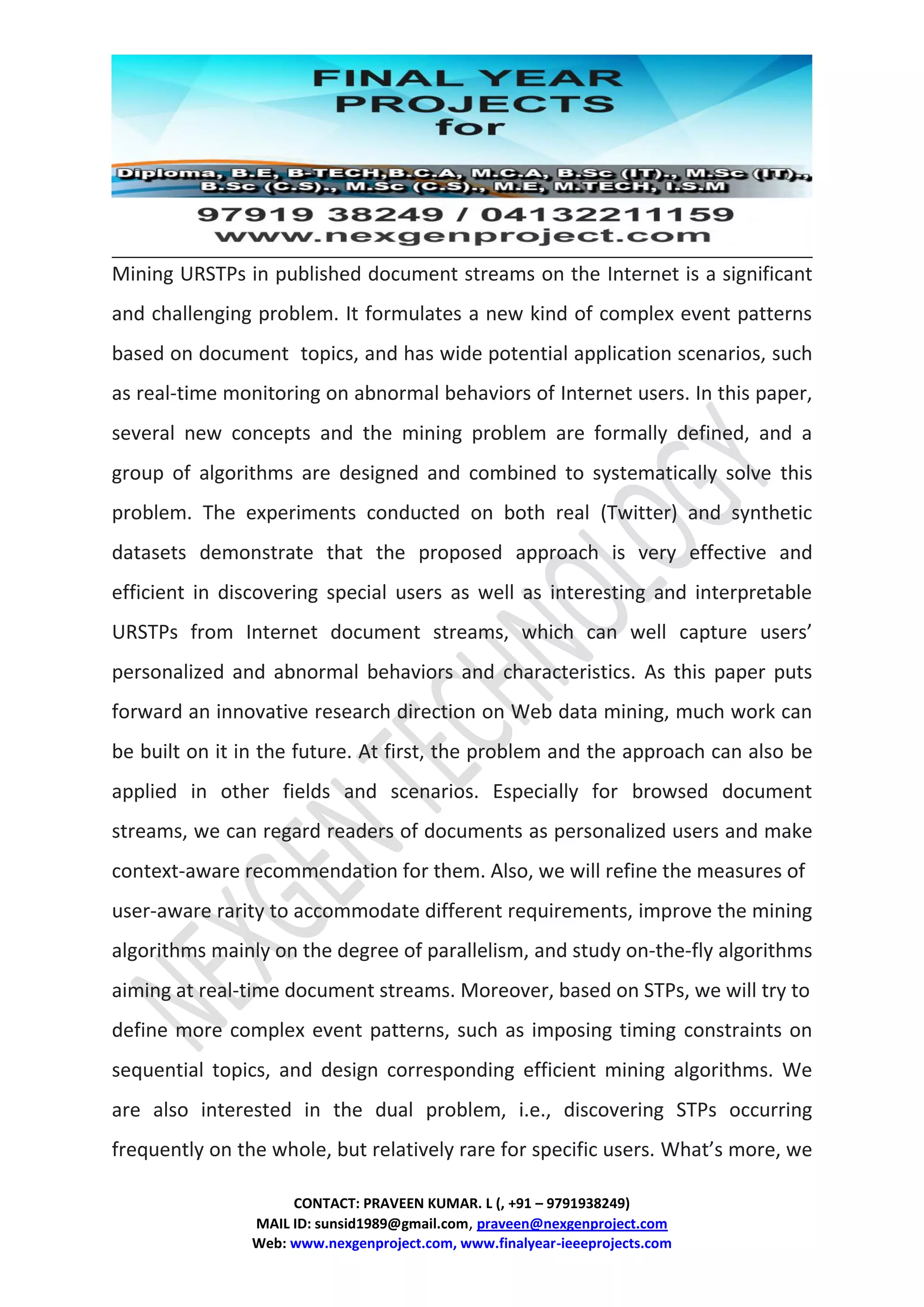 MINING USER-AWARE RARE SEQUENTIAL TOPIC PATTERNS IN DOCUMENT STREAMS | PDF