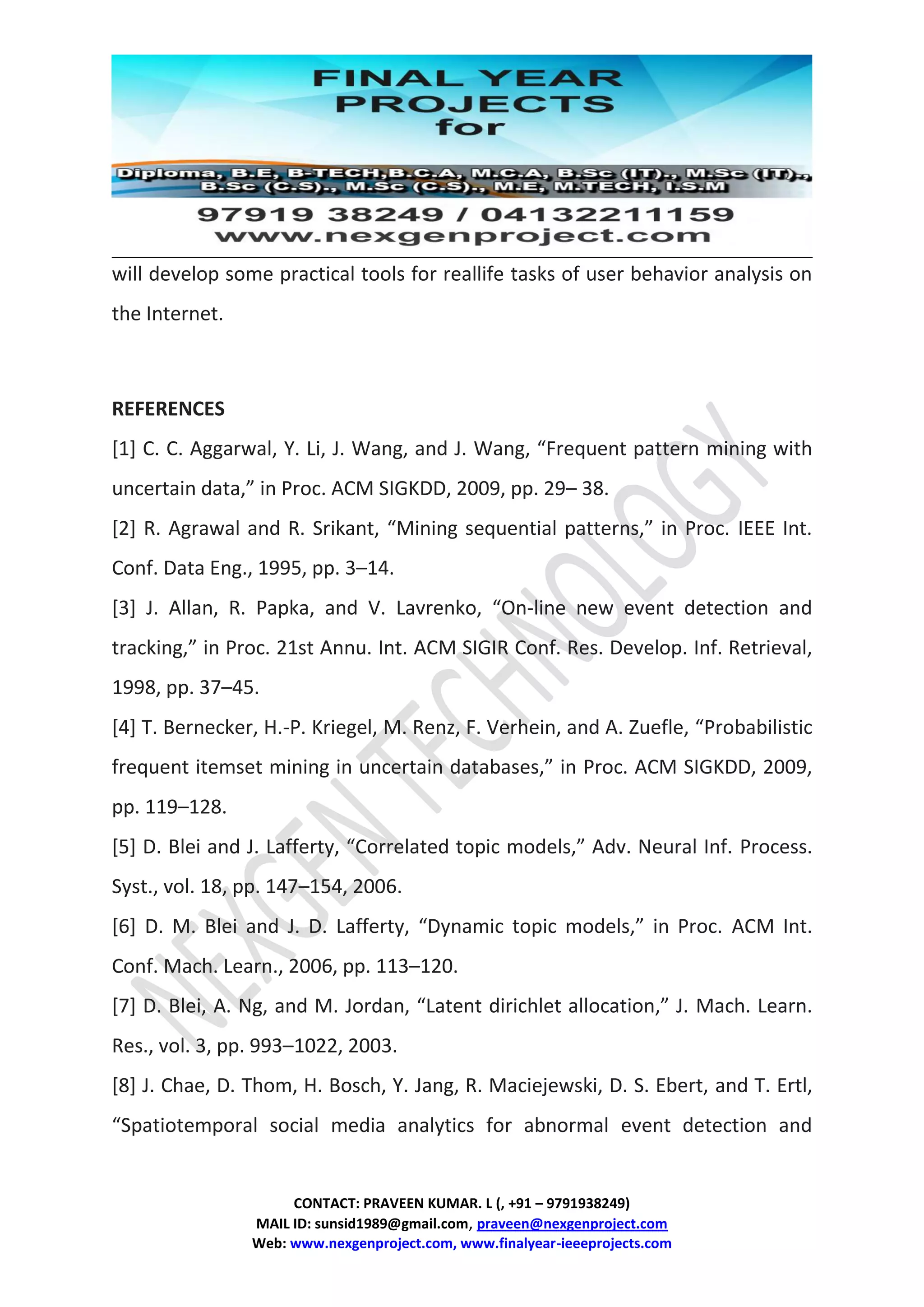 MINING USER-AWARE RARE SEQUENTIAL TOPIC PATTERNS IN DOCUMENT STREAMS | PDF