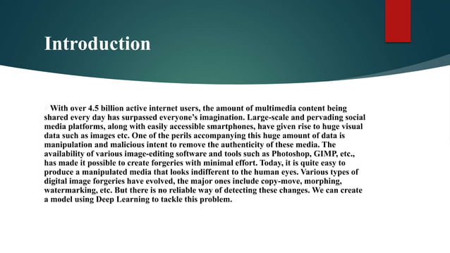 Image Forgery detection using deep learning | PPTX | Photo Editing Software | Computer Software ...