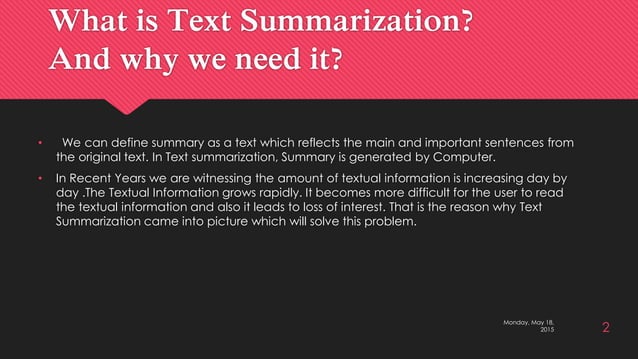 TEXT SUMMARIZATION | PPTX