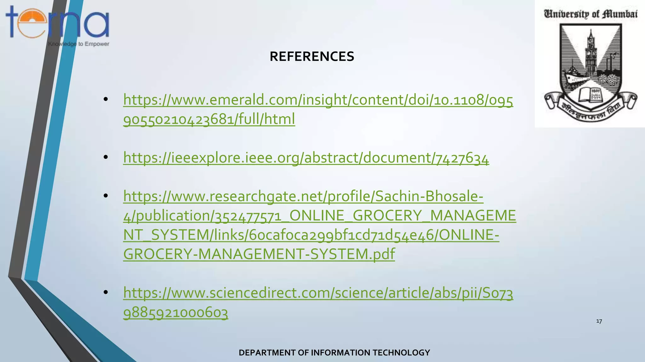 ONLINE GROCERY STORE MANAGEMENT SYSTEM PPT | PPTX