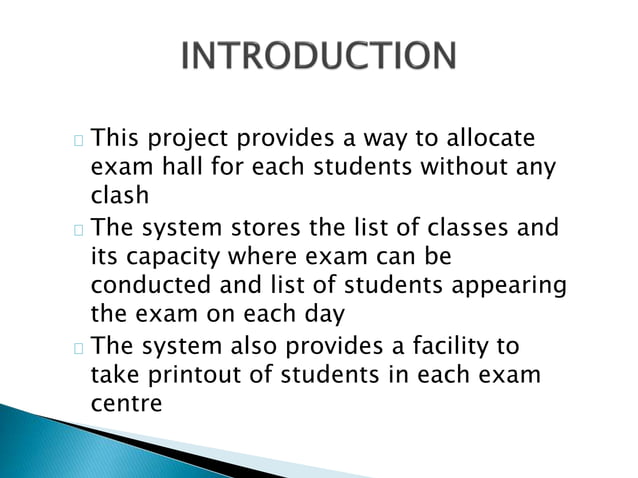 Examination Hall Allocation | PPTX | Databases | Computer Software and Applications