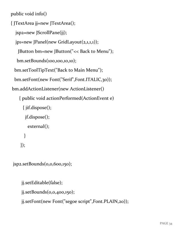 Mini project in java swing | PDF