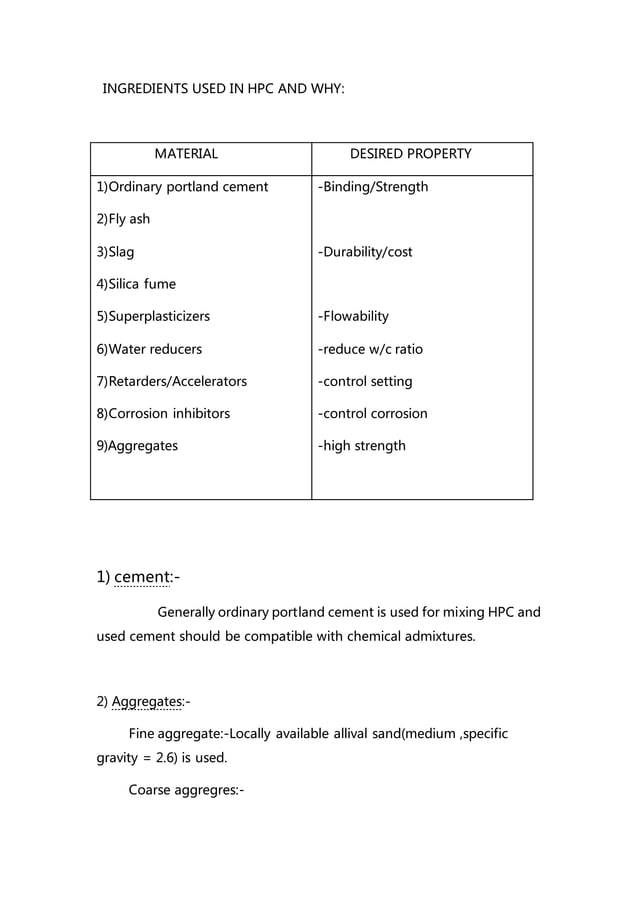 HIGH PERFORMANCE CONCRETE | DOCX