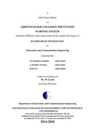 Arduino Based Collision Prevention Warning System | PDF