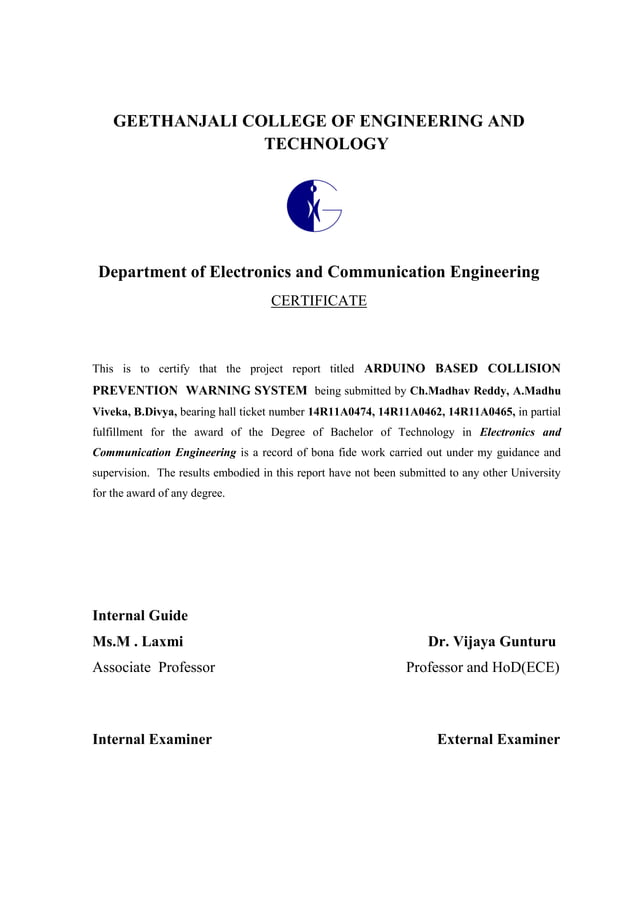 Arduino Based Collision Prevention Warning System | PDF