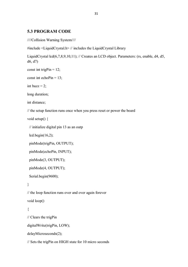 Arduino Based Collision Prevention Warning System | PDF