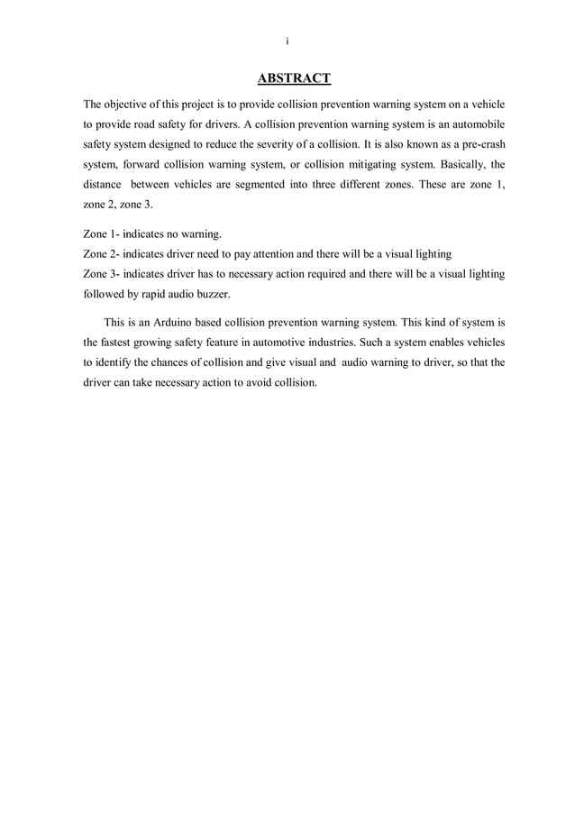Arduino Based Collision Prevention Warning System | PDF