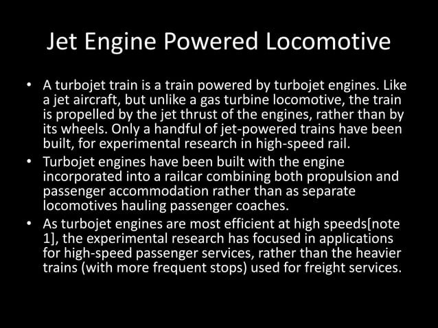 Mini project Jet Engine Powered Locomotive | PPT