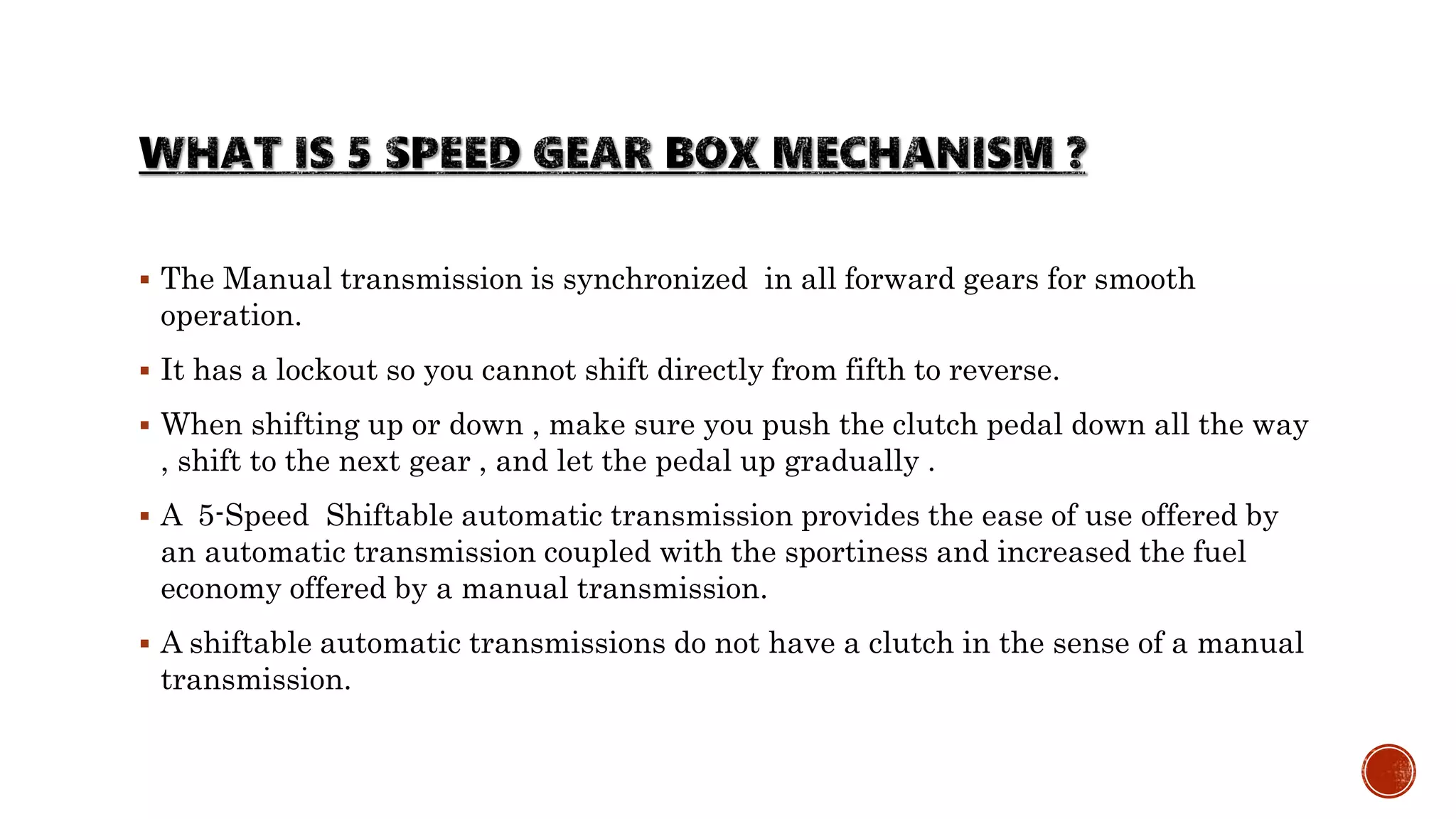 5 Speed gear box mechanism.pptx