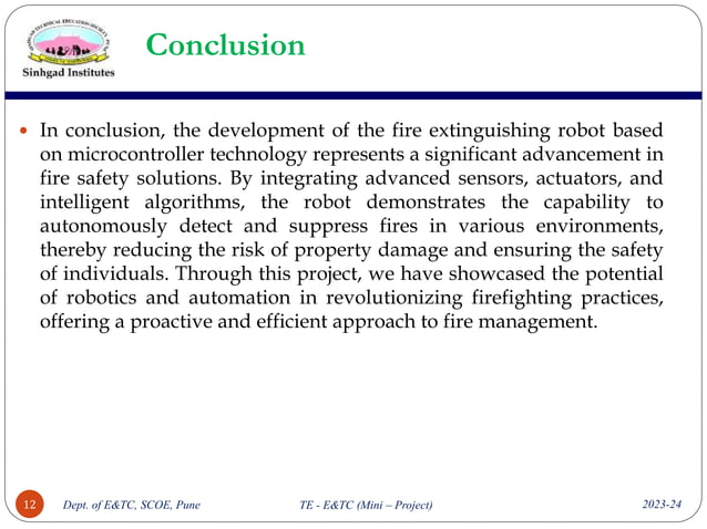 Mini Project for fire extuingusher based on pic microcontroller .pptx | Robotics | Technology ...