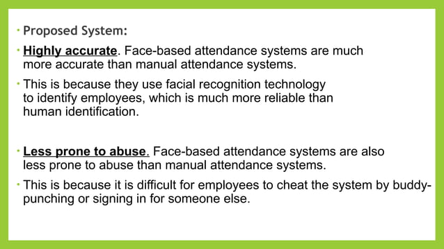 Face attendance Recognition System using Machine Learning | PPT