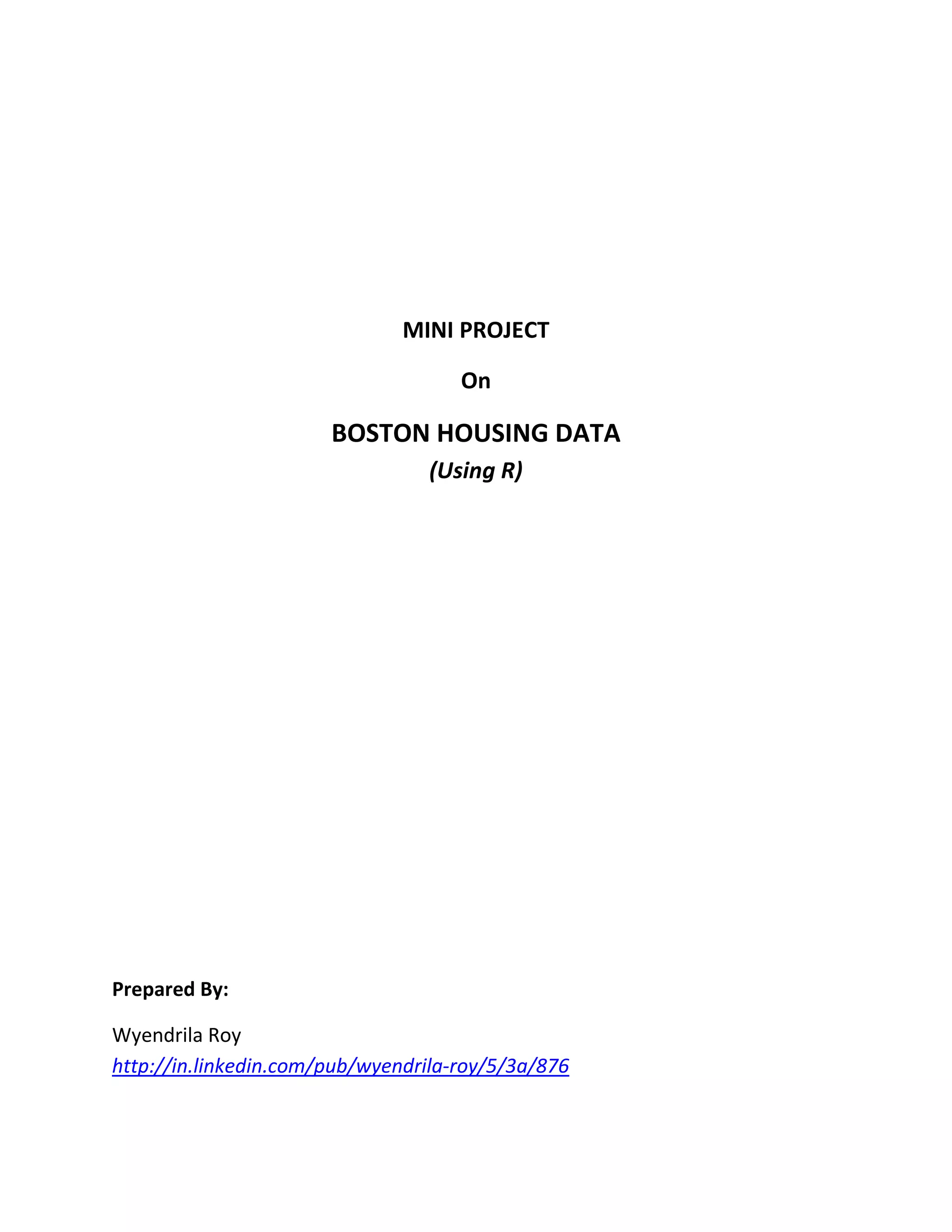 Mini project boston housing dataset v1 | PDF