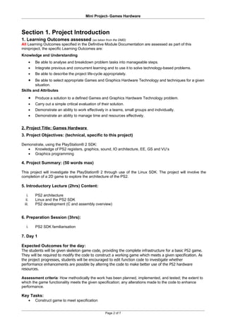 Mini Project- Game Hardware Development | DOC | Operating Systems ...