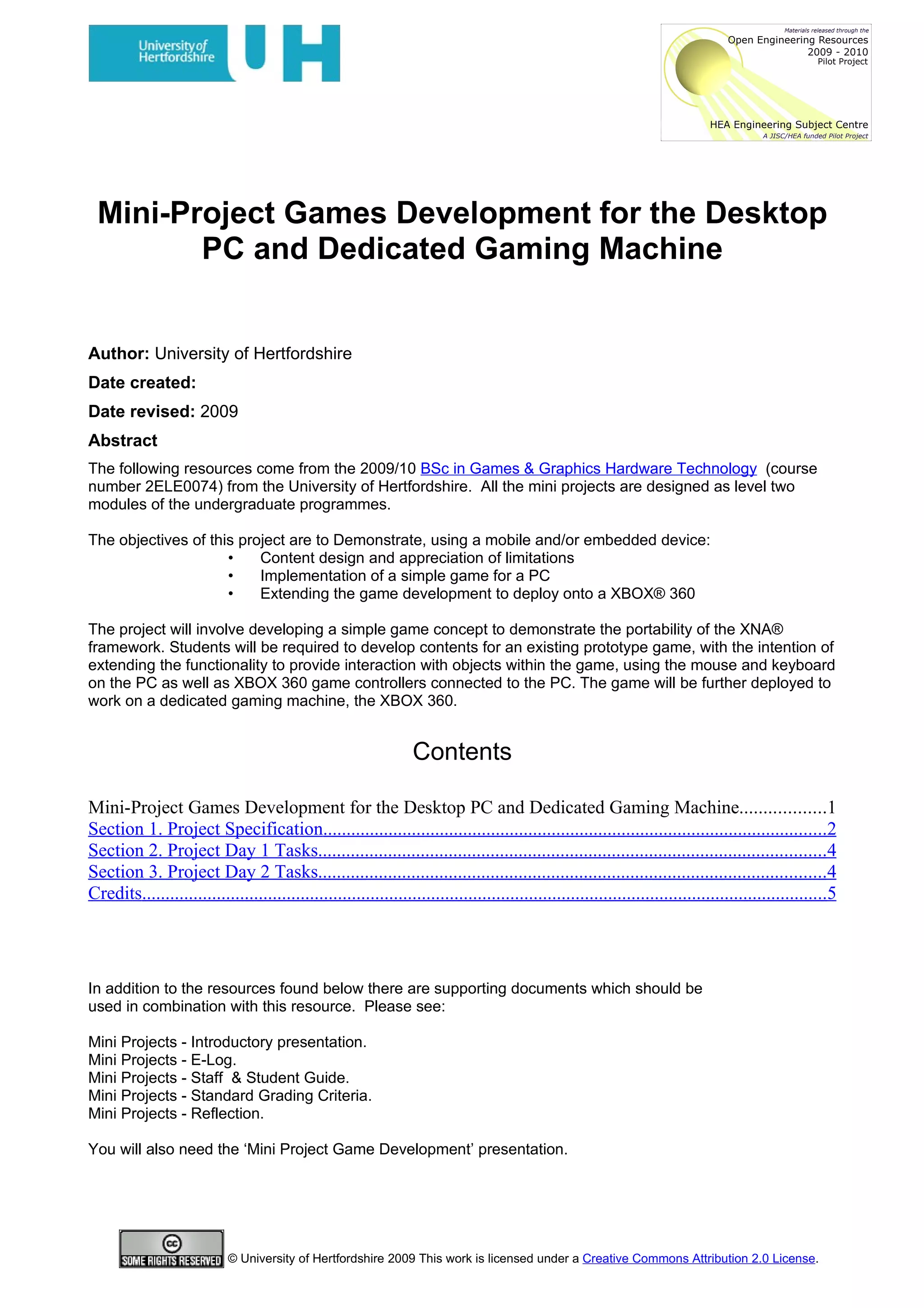 Mini Project- Games Development For The Desktop Pc And Dedicated Gaming ...