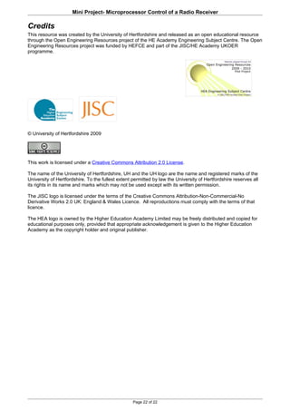 Mini Project- Microprocessor Control Of A Radio Receiver | DOC ...