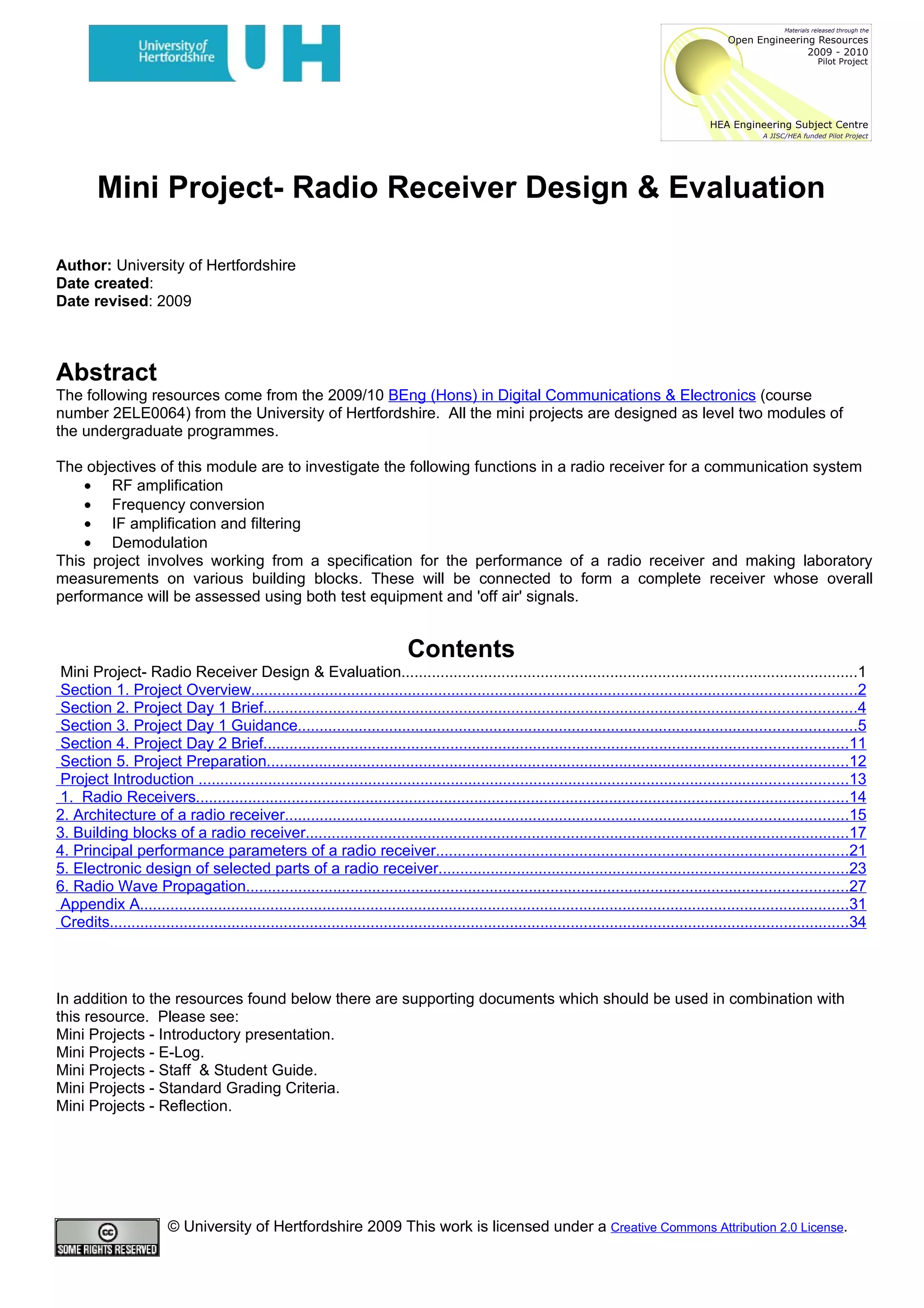 Mini Project- Radio Receiver Design | DOC