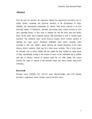 Mini project rain sensing wiper | PDF