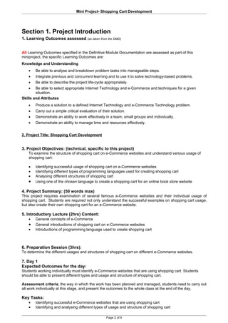 Mini Project- Shopping Cart Development | DOC