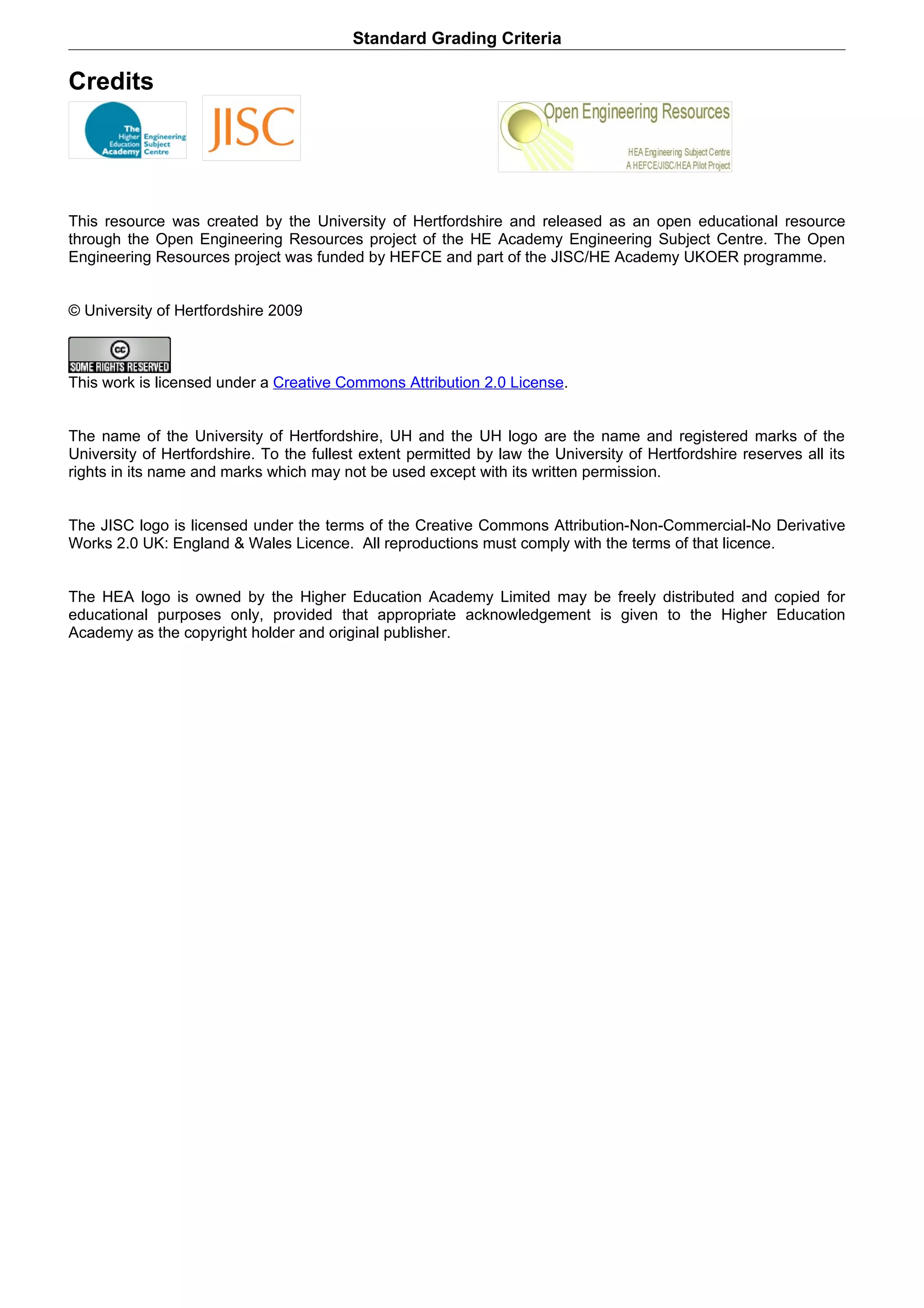 Mini Project- Standard Grading Criteria | DOC | Undergraduate Education ...