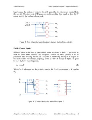 Mini Project 1 - 2-to-4 Decoder with Enable Input E and 4-to-2 Line ...