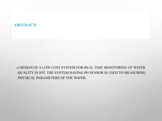 Water Quality Monitoring System Using IOT | PPTX