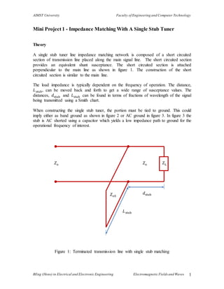 Mini Project 1: Impedance Matching With A Single Stub Tuner | DOCX