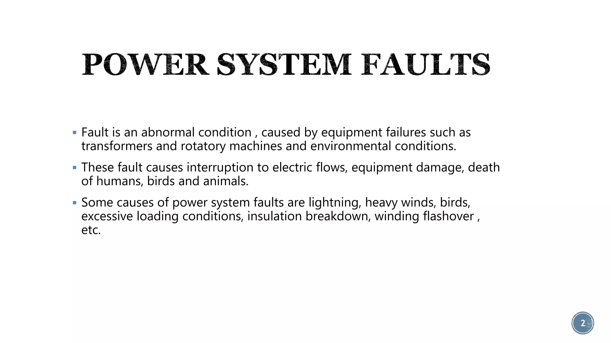 Power System Faults and Protection System | PPTX