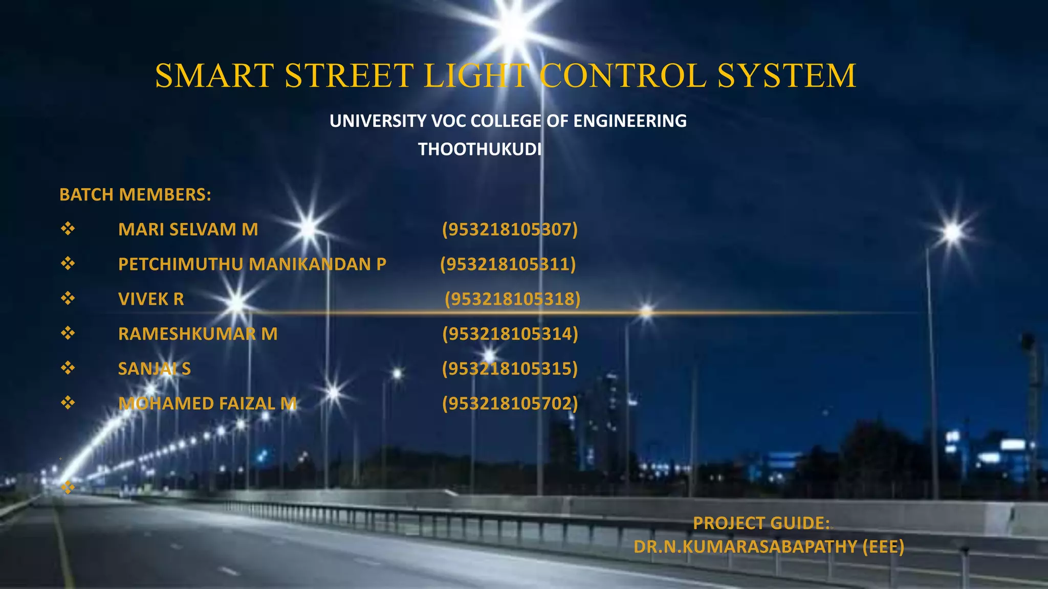 Smart street lighting control system project PPT | PPTX