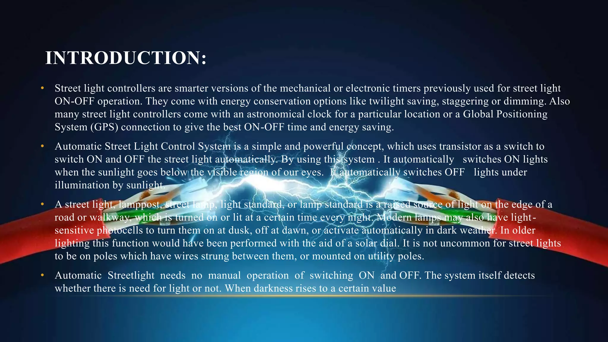 Smart street lighting control system project PPT | PPTX
