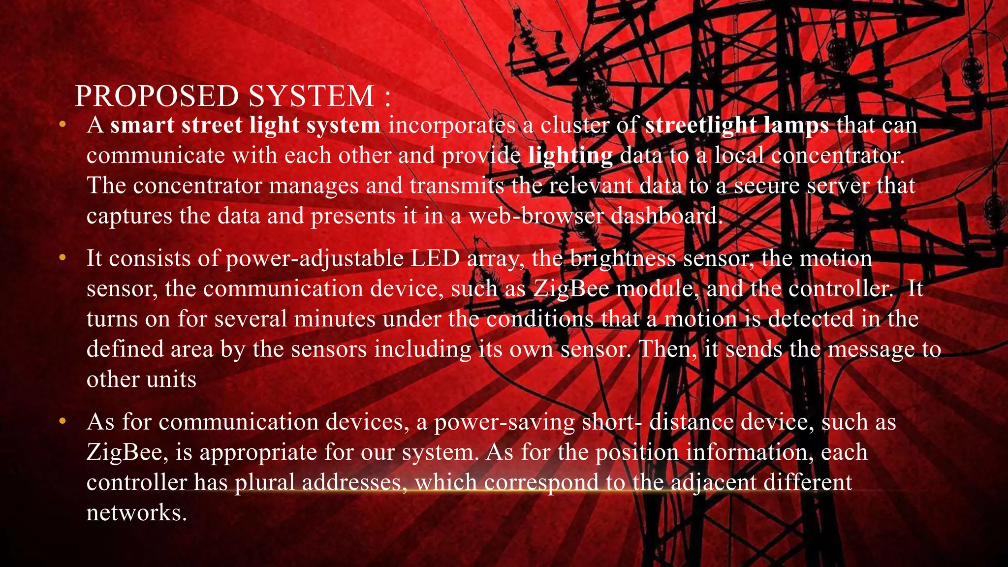 Smart street lighting control system project PPT | PPTX