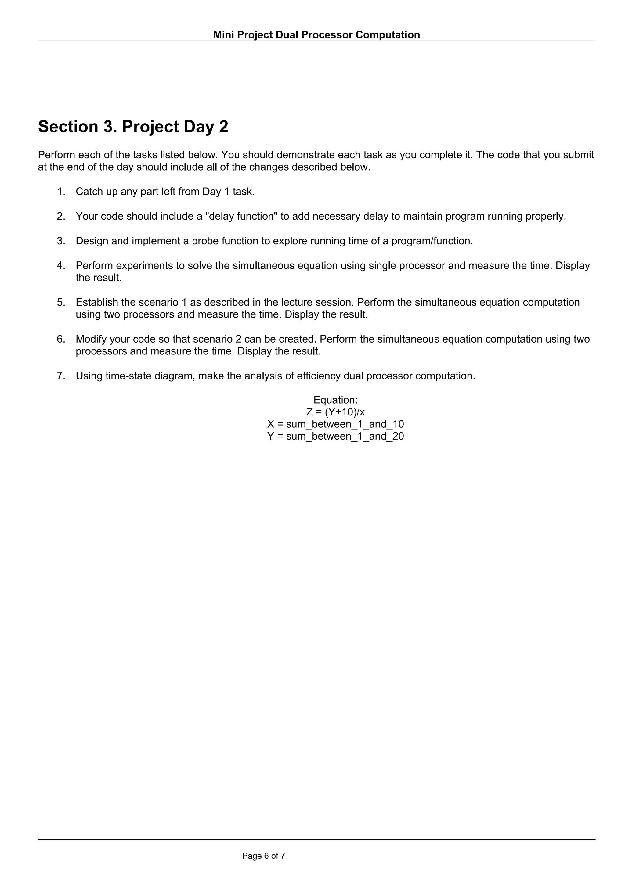 Mini Project Dual Processor Computation Doc Computer Software And Applications Computing