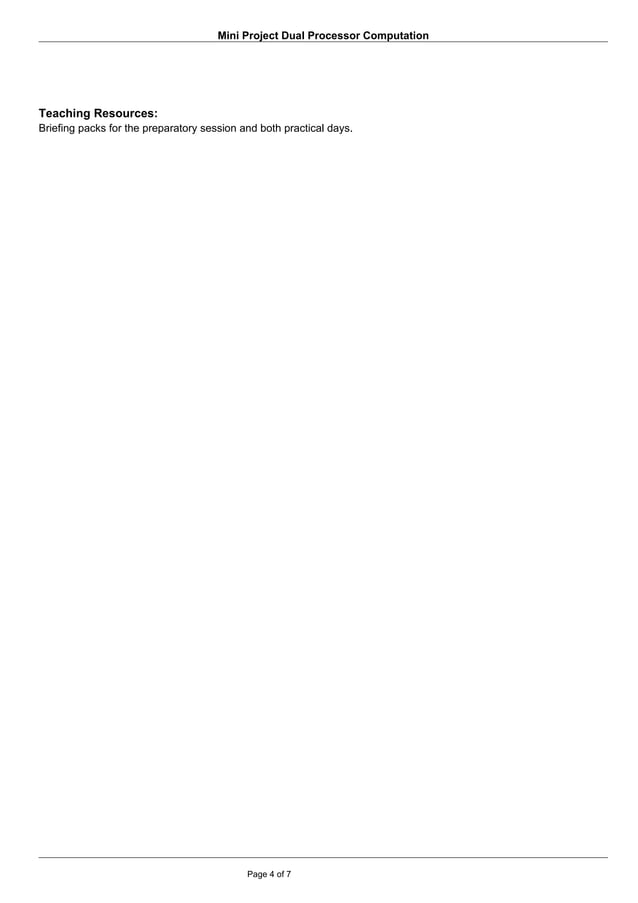 Mini Project Dual Processor Computation Doc Computer Software And Applications Computing