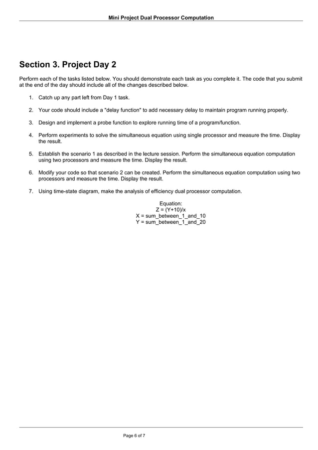 Mini Project- Dual Processor Computation | DOC | Computer Software and Applications | Computing