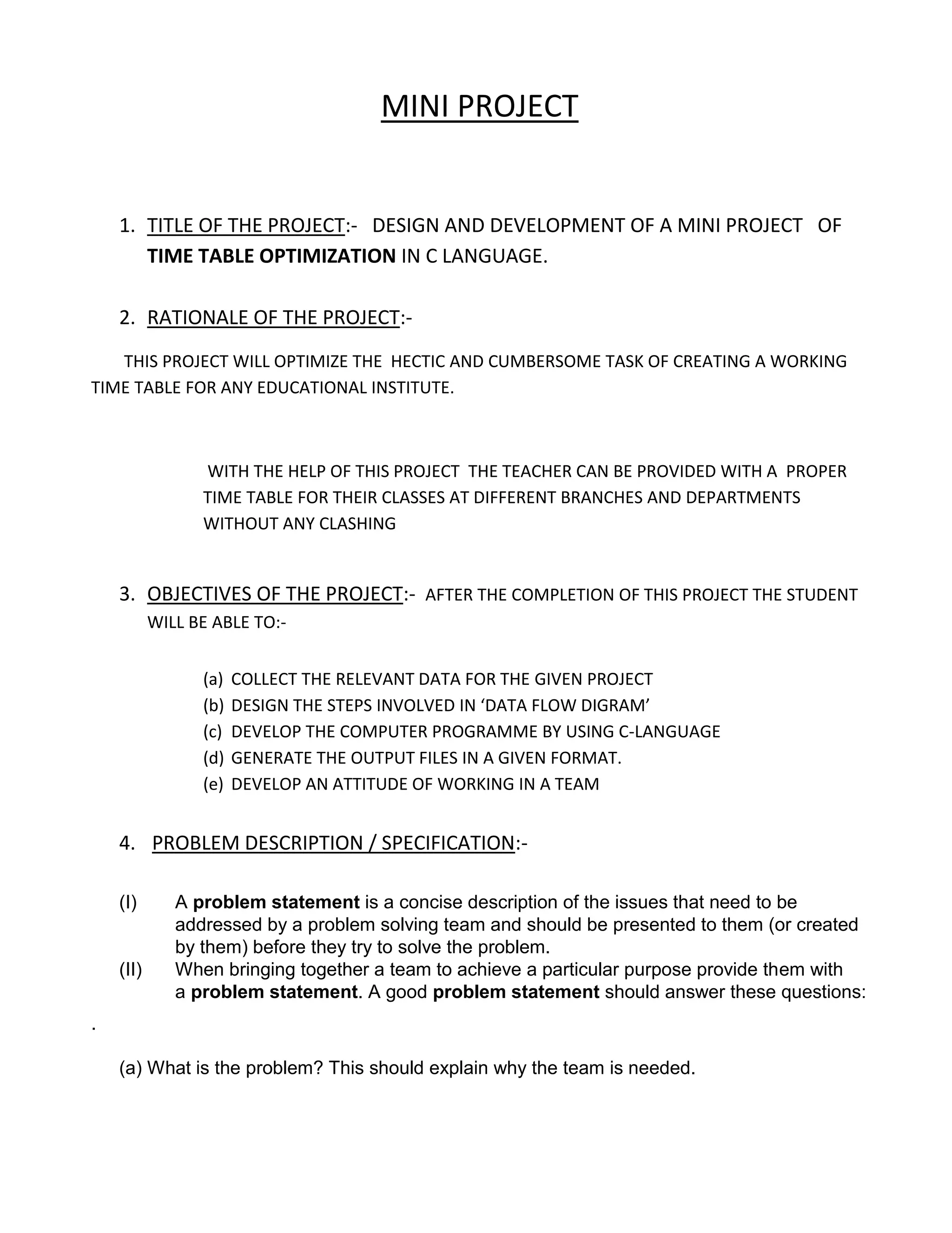 Mini project front page | DOCX