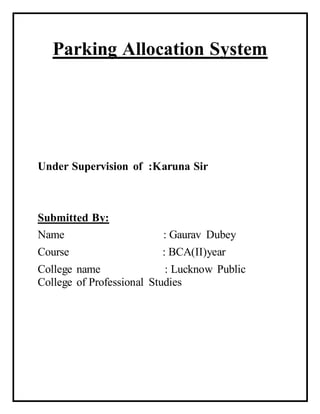 Parking allocation system | PDF