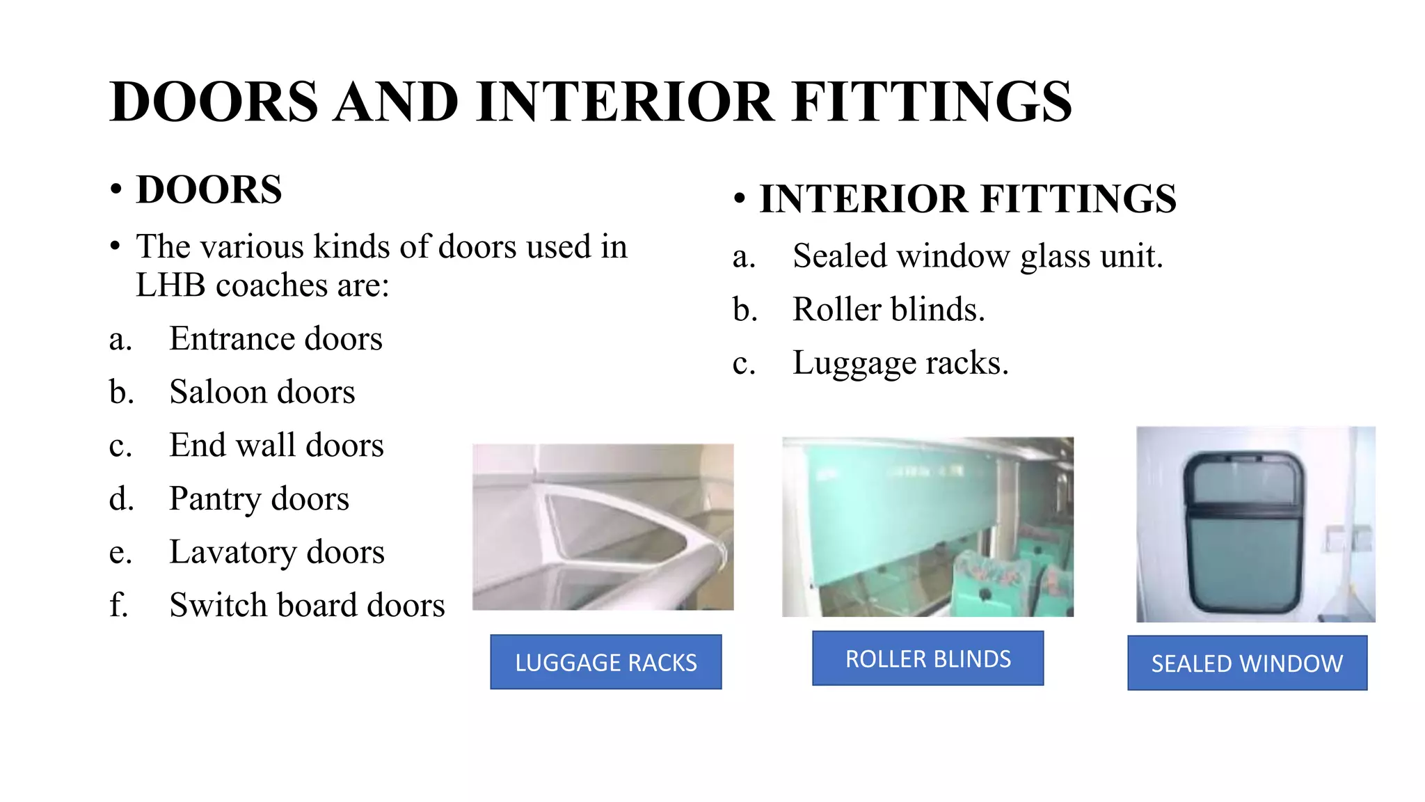 Study on Coach interior fittings of ICF and LHB coaches | PPTX