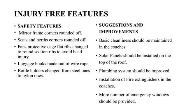 Study on Coach interior fittings of ICF and LHB coaches | PPTX | Rail ...