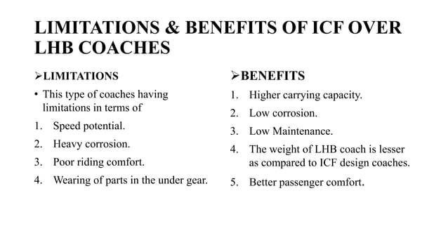 Study on Coach interior fittings of ICF and LHB coaches | PPTX | Rail ...