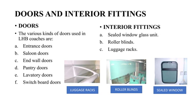Study on Coach interior fittings of ICF and LHB coaches | PPTX | Rail ...
